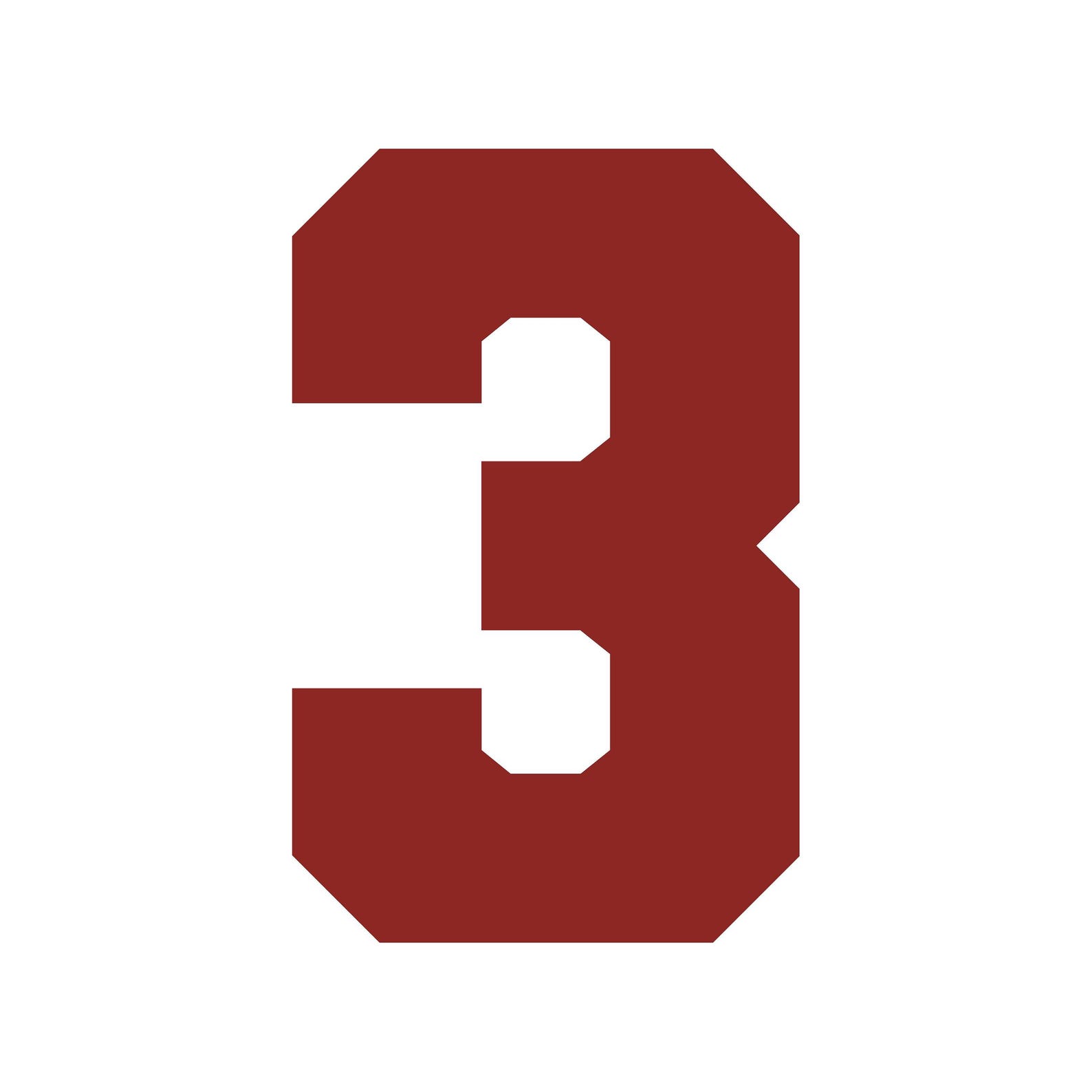 Number Three Varsity Font Vinyl Decal 3 Bold Sports Team Font Sticker ...