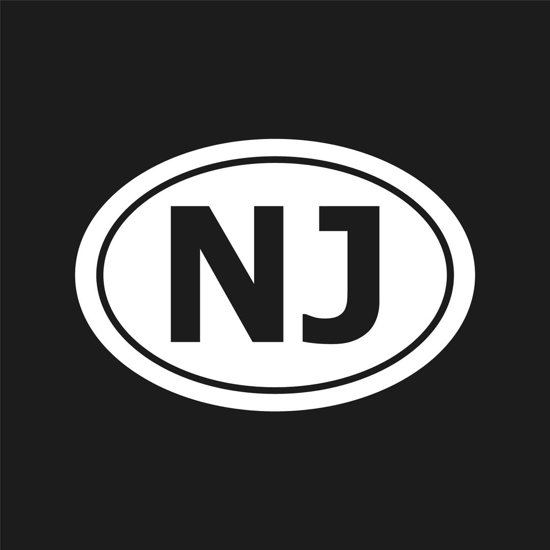 New Jersey NJ Initials Vinyl Decal Window Oval NJ Laptop Sticker - Etsy