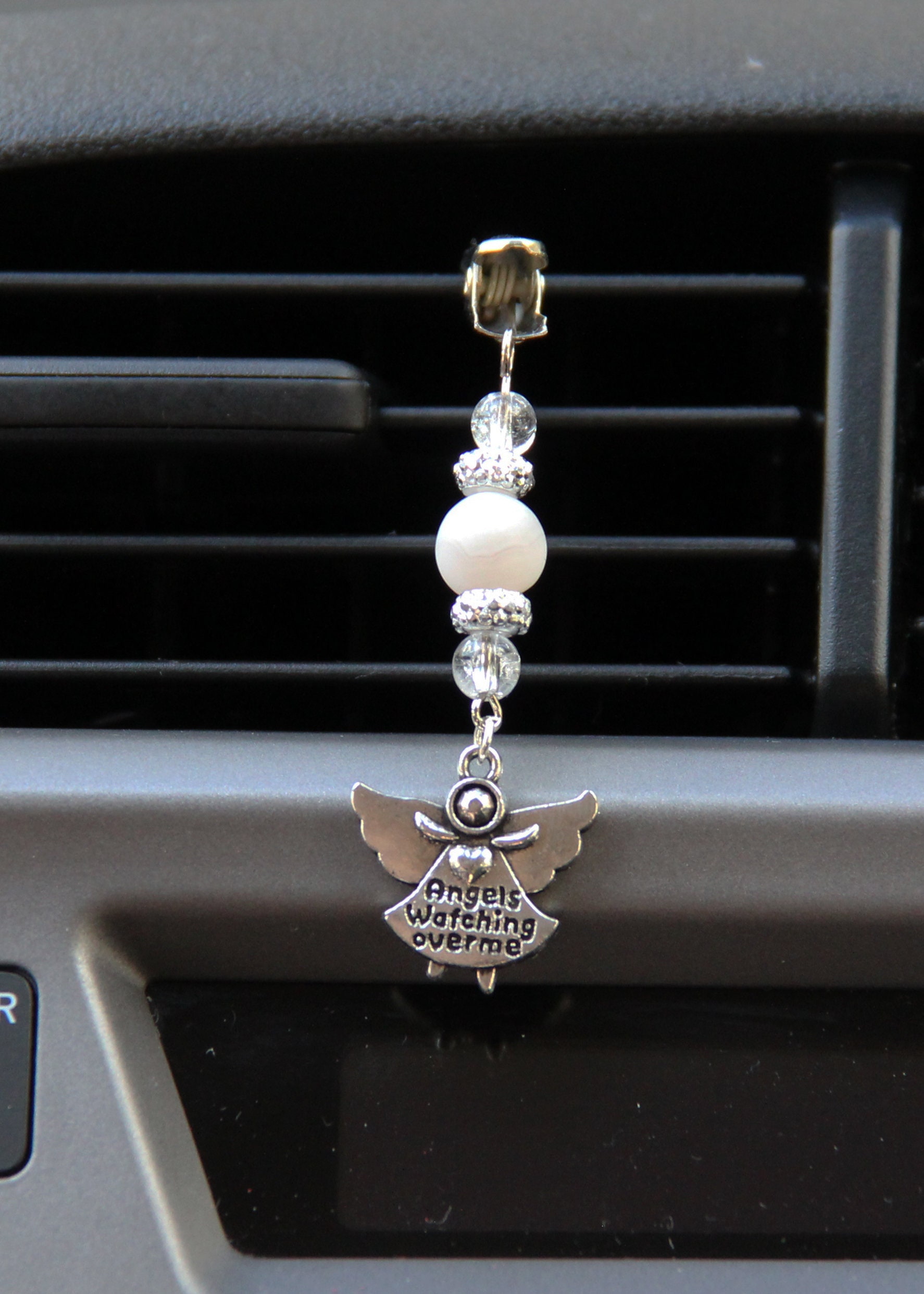 Angels Watching Over Me Car Vent Charm With White Agate | Etsy
