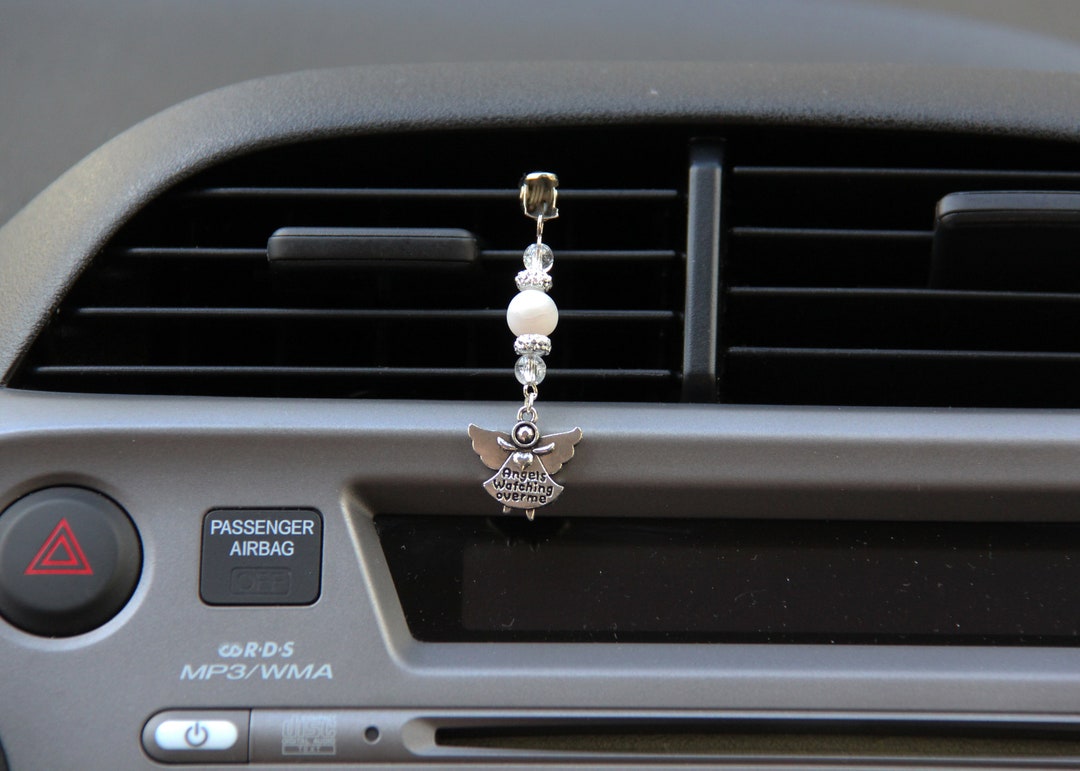Angels Watching Over Me Car Vent Charm With White Agate Gemstone, Angel ...