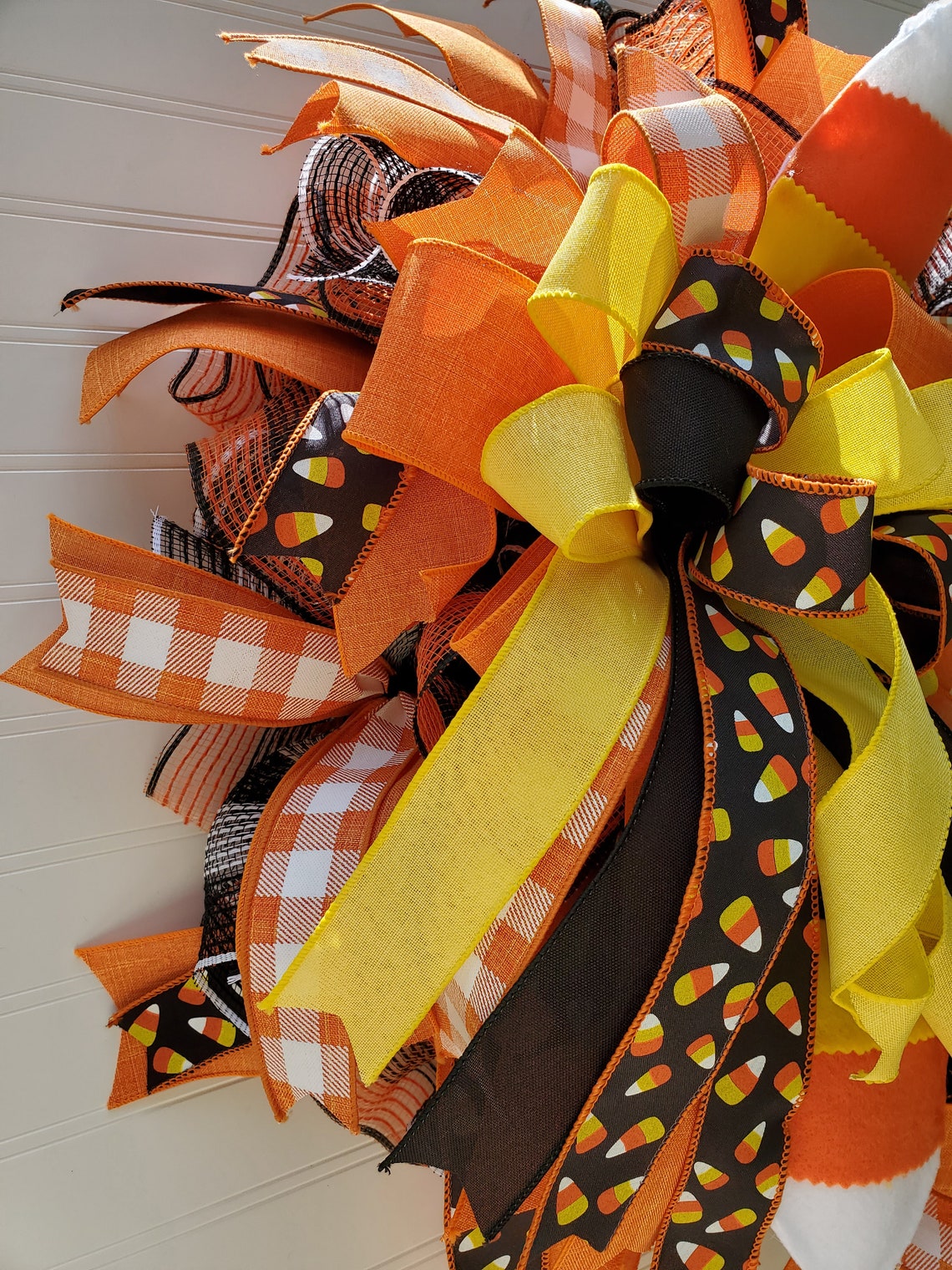 Halloween Candy Corn Wreath With Handmade Candy Corn Picks, Ghost ...