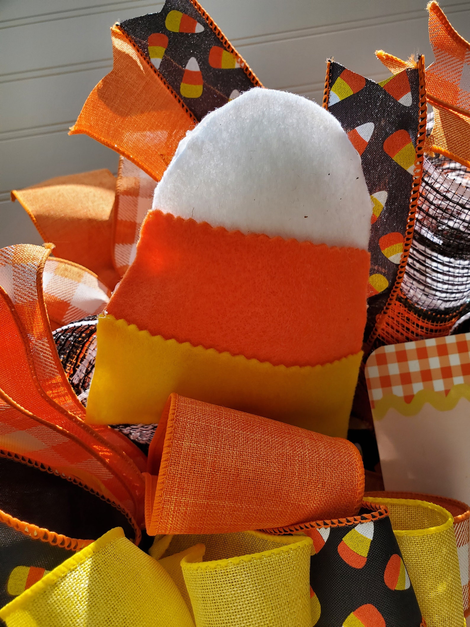 Halloween Candy Corn Wreath With Handmade Candy Corn Picks, Ghost ...