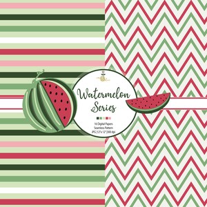 Watermelon Series Digital Paper COMMERCIAL USE, Printable Paper, Mixing ...