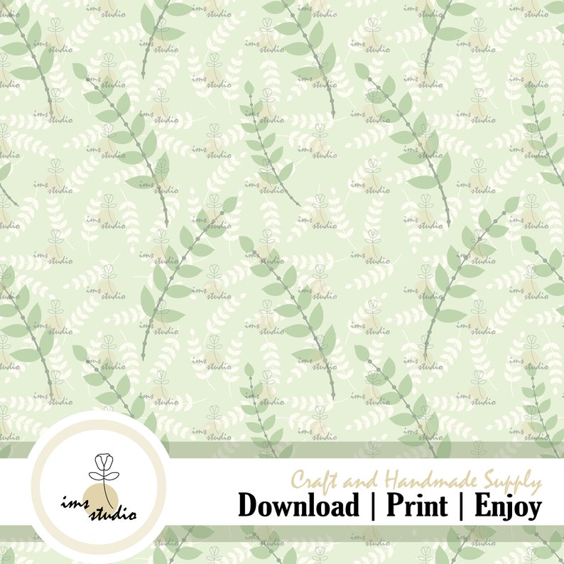 Green Digital Paper for Scrapbook, Printable Paper, Mixing Pattern ...