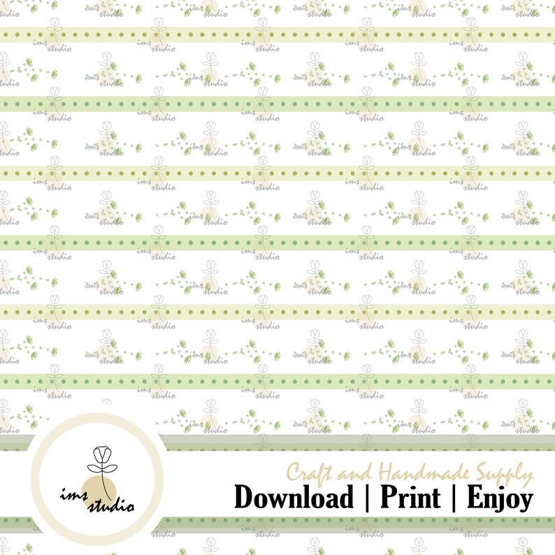 Green Digital Paper for Scrapbook, Printable Paper, Mixing Pattern ...
