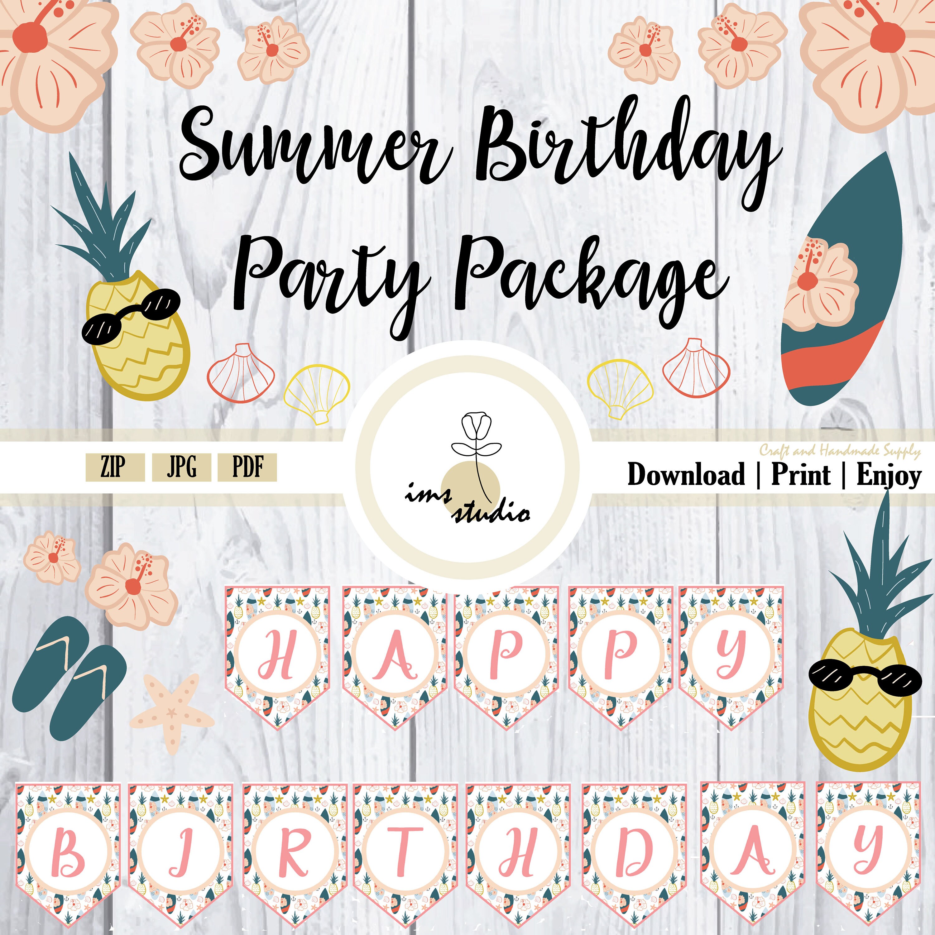 Party Package Happy Birthday Printable Instant Download. Best Deal for ...