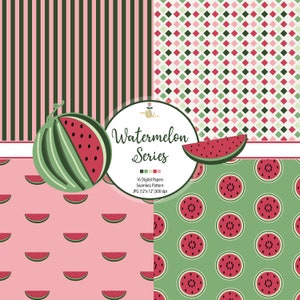 Watermelon Series Digital Paper COMMERCIAL USE, Printable Paper, Mixing ...