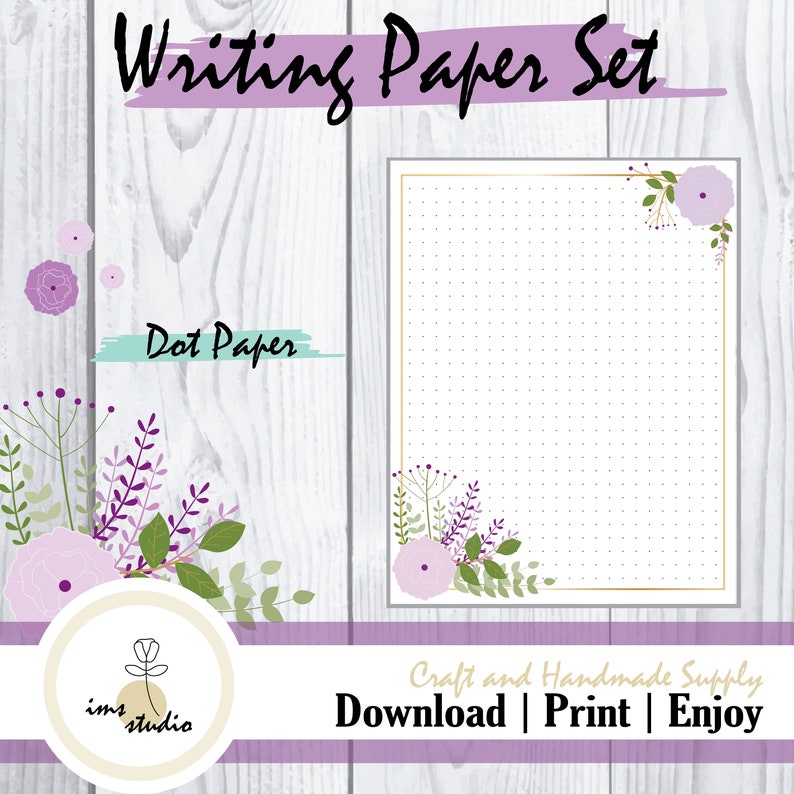 Purple Flower Letter Writing Set, Stationery Paper for Penpal ...