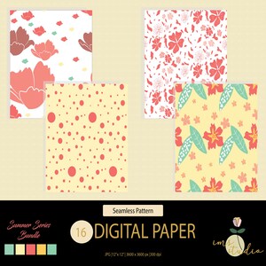 Summer Series Digital Paper COMMERCIAL USE, Printable Paper, Mixing ...