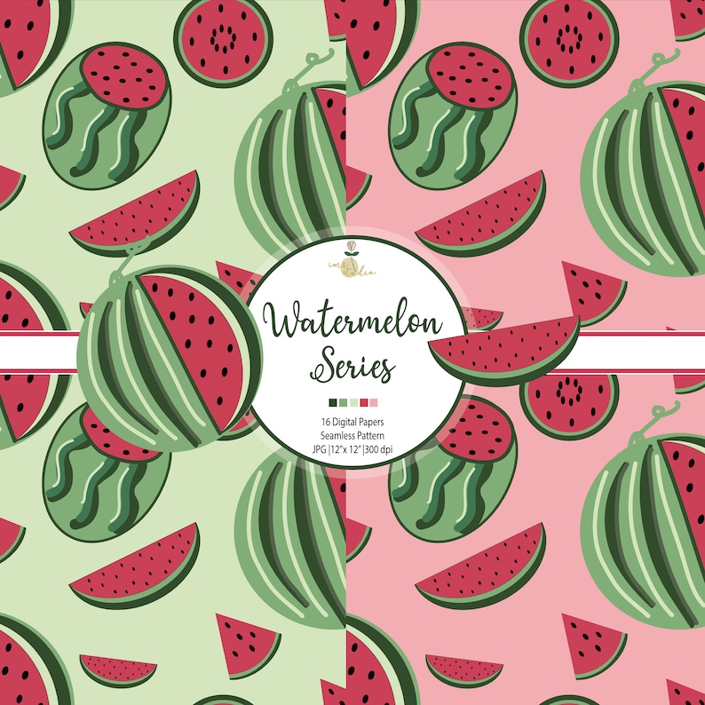 Watermelon Series Digital Paper COMMERCIAL USE, Printable Paper, Mixing ...
