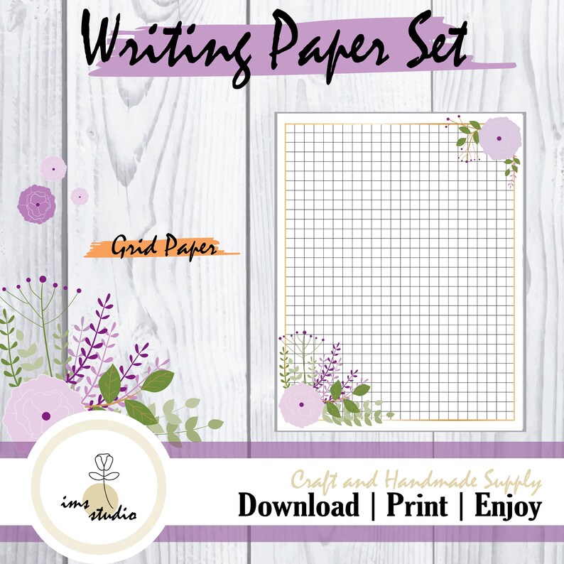 Purple Flower Letter Writing Set, Stationery Paper for Penpal ...