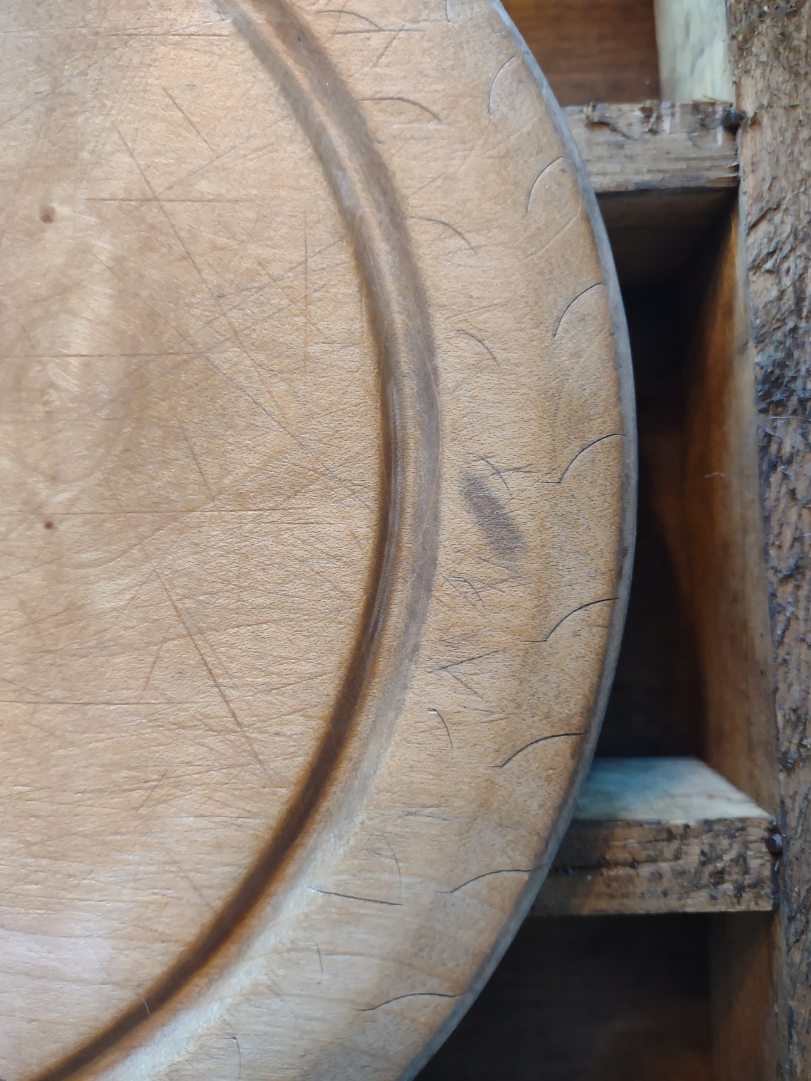 Antique Round Carved Wooden Cuttingboard - Etsy