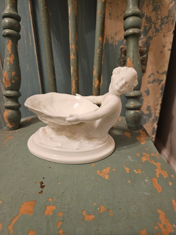 Vintage English Porcelain Mermaid Salt Celler or Trin… - Gem
