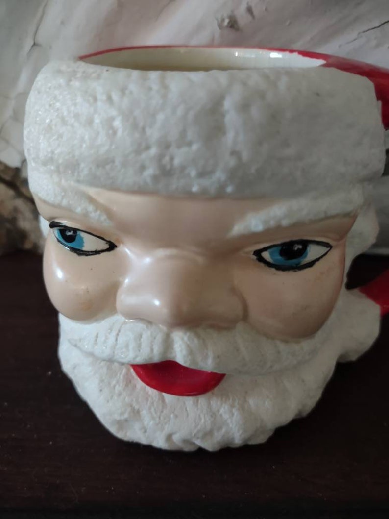 Vintage Ceramic Hand Painted Santa Mug - Etsy