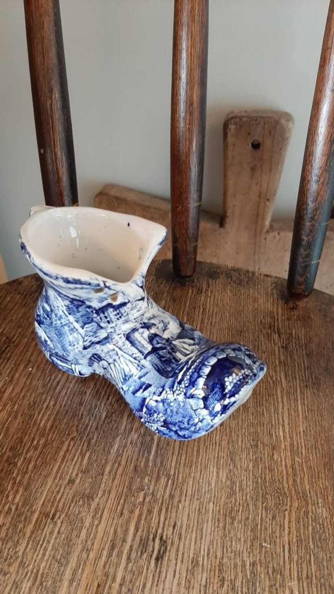 Vintage Blue Transferware Boot Old Foley - Etsy