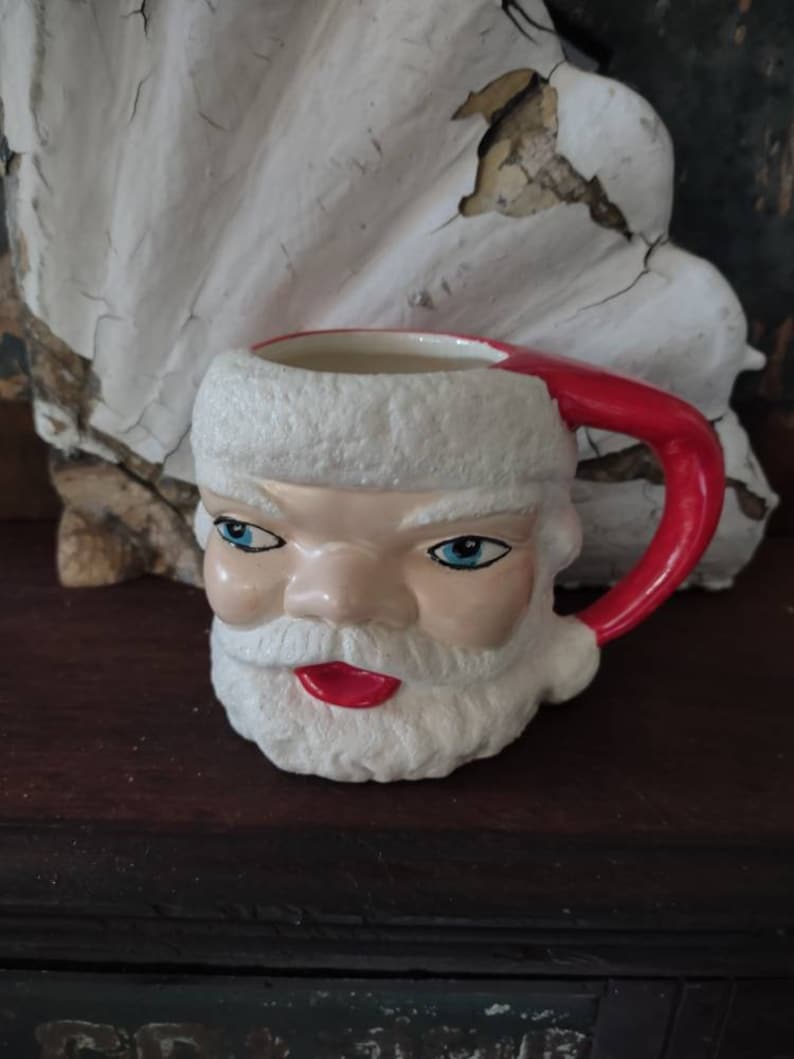 Vintage Ceramic Hand Painted Santa Mug - Etsy