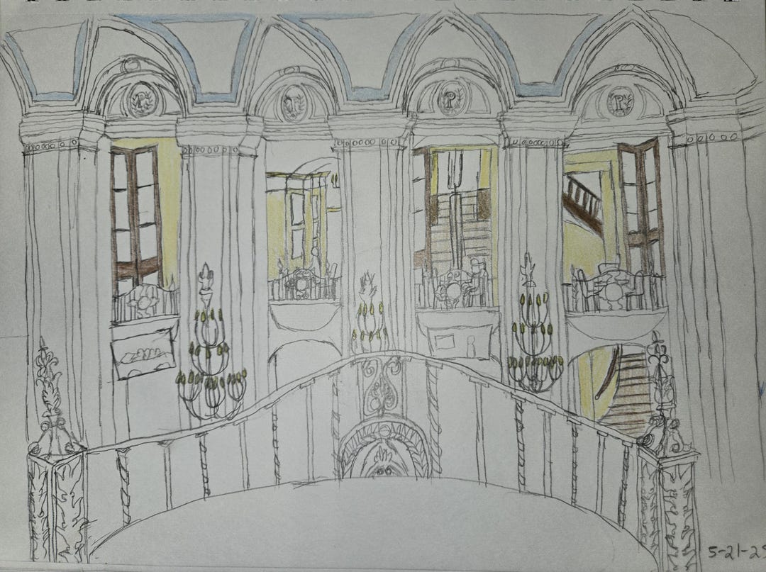 Palmer House Hotel Lobby Sketch Art Print, Chicago IL - Etsy