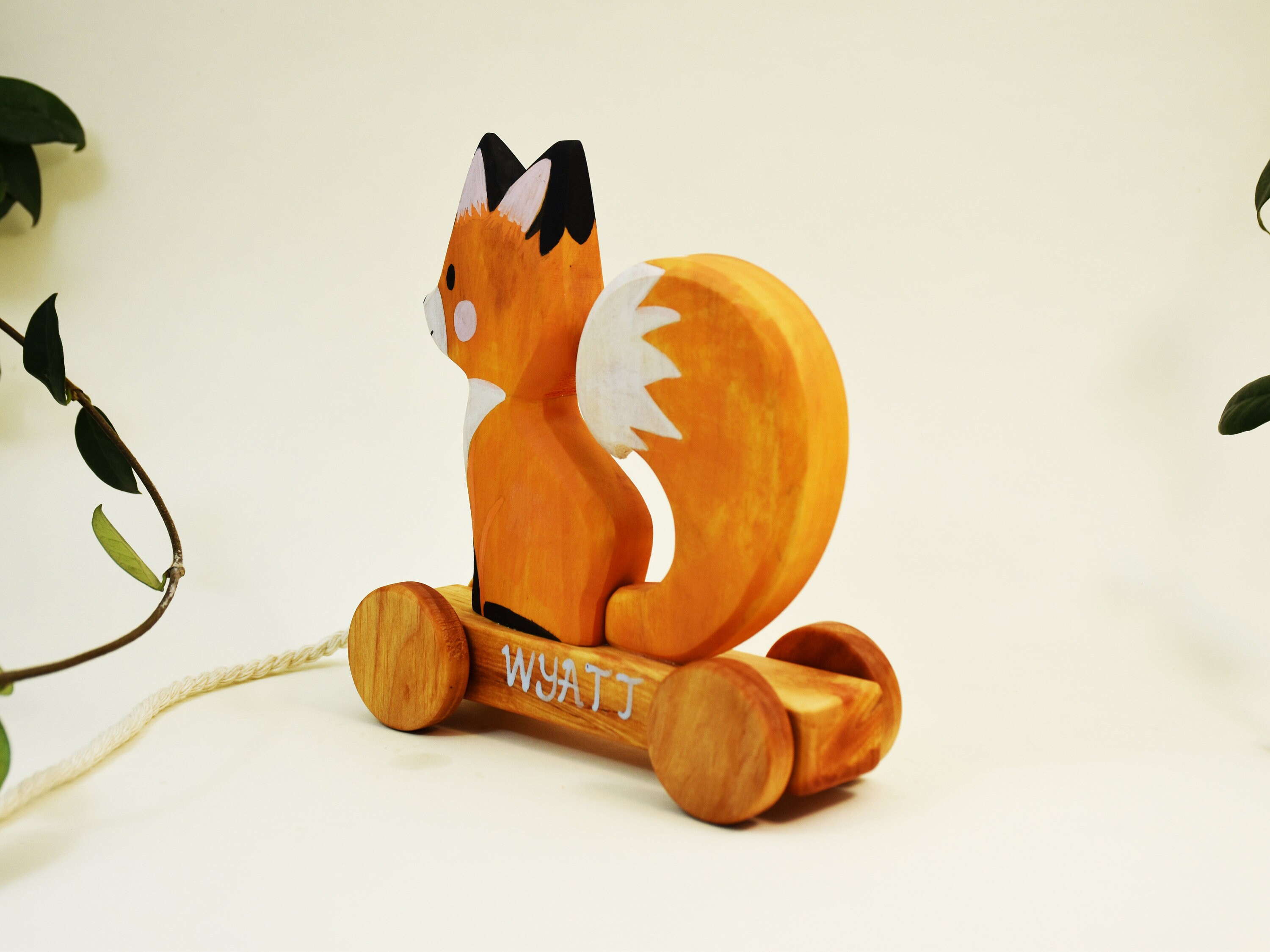 Personalized Wooden Fox Pull Toy: Eco-friendly Alder Wood - Etsy