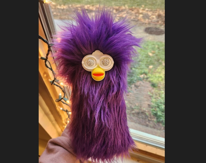 Plush Loaf Furby Mini Long Furby Purple Fur, Glittery Silver Eyes - Etsy