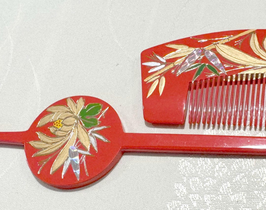 Boxed Japanese Hair Stick and Comb Set - Etsy