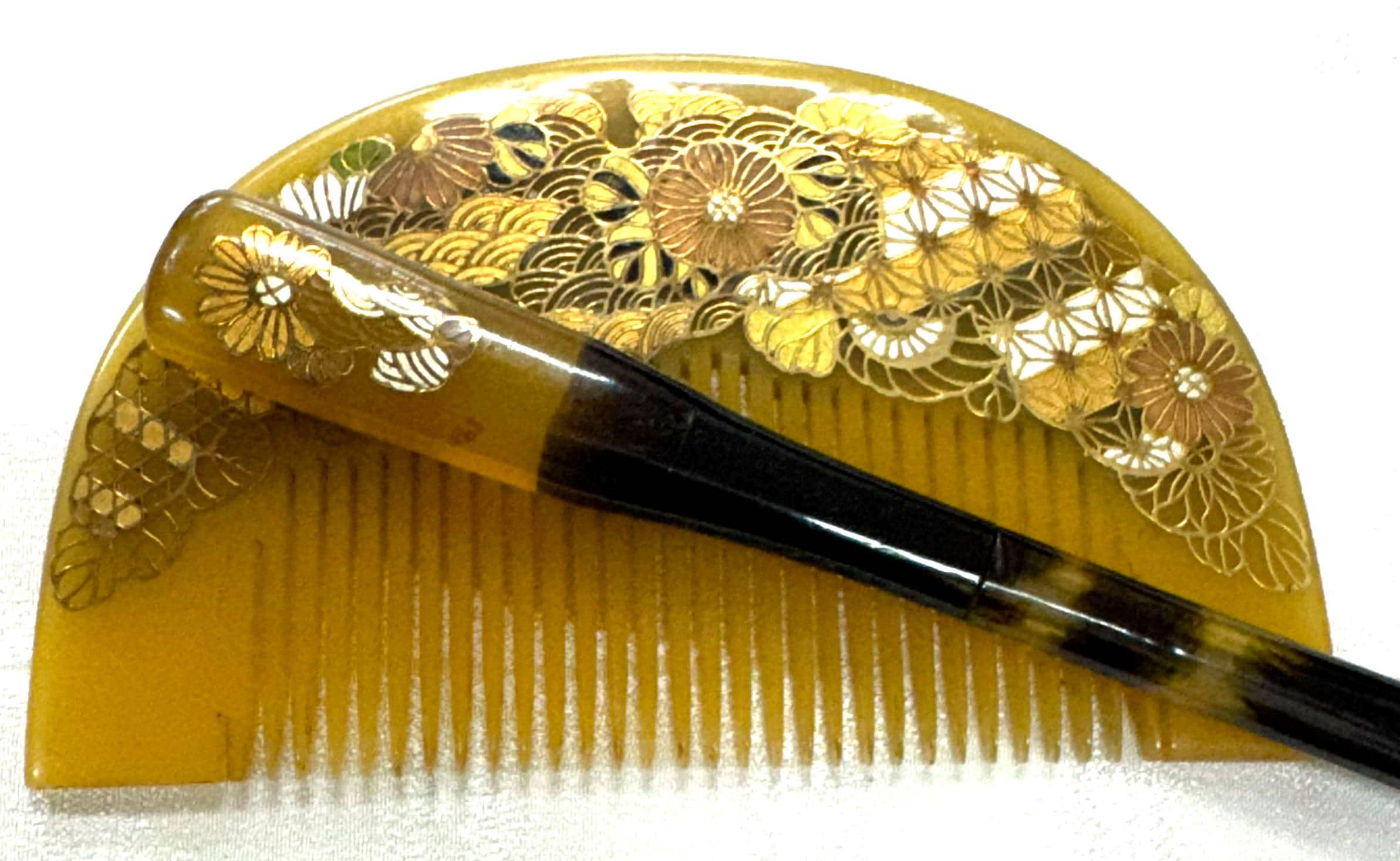 Vintage Japanese Kogai and Kushi Set - Etsy
