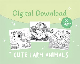 Farm Animals Coloring Pages for Toddlers and Kids, Cute Farm Coloring ...