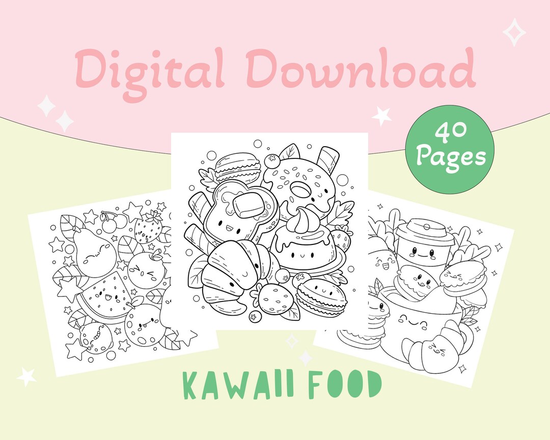 Kawaii Food Coloring Pages for Kids, Kawaii Coloring Pages, Kawaii ...