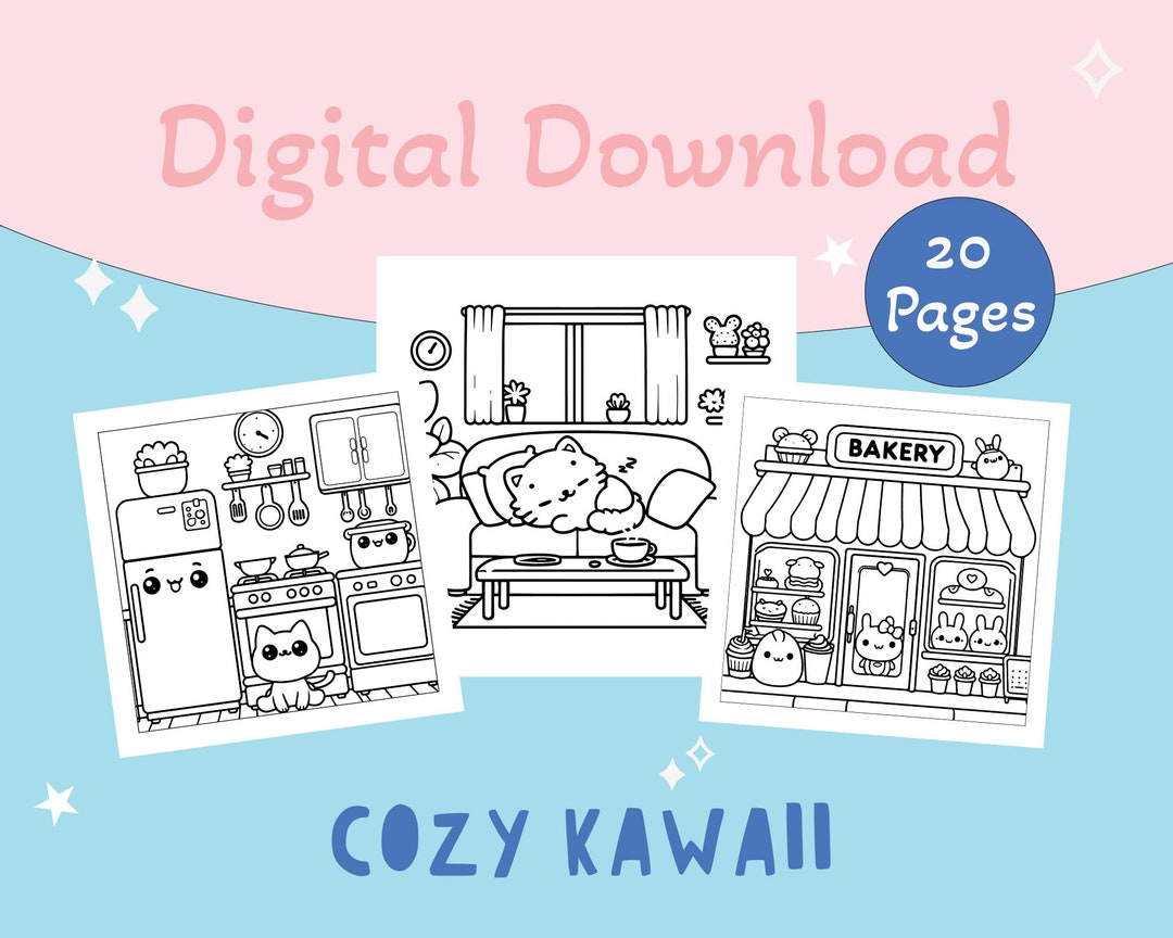 Cozy Kawaii Coloring Pages for Kids and Adults, Kawaii Coloring Pages ...