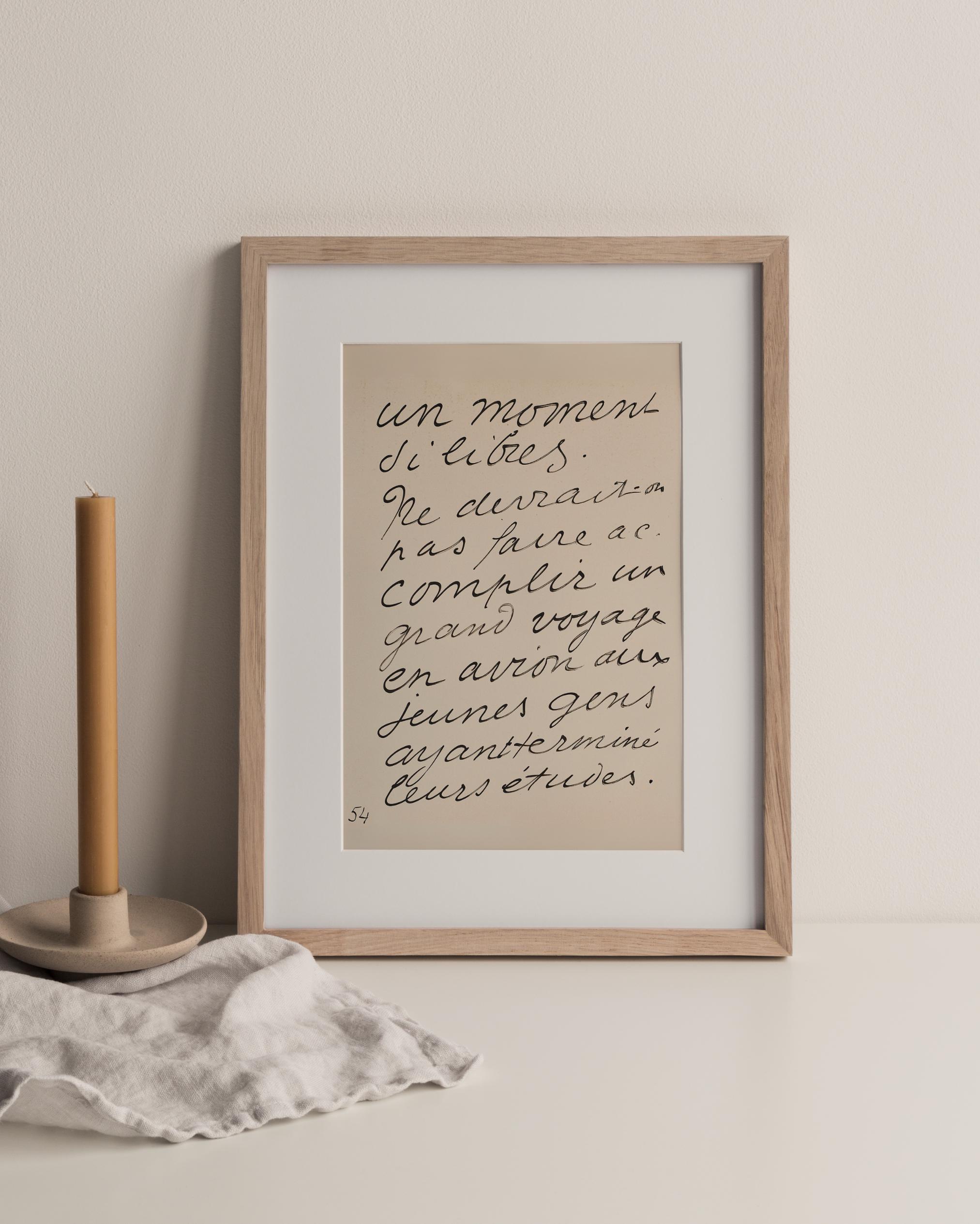 Handwritten French Quote by Matisse: Vintage Writing Wall Art Printable ...