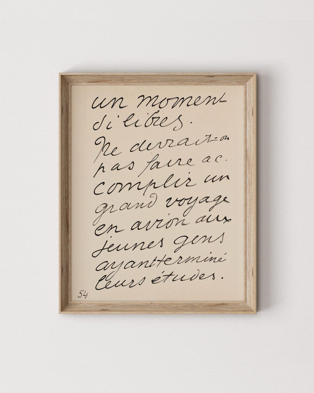 Handwritten French Quote by Matisse: Vintage Writing Wall Art Printable ...