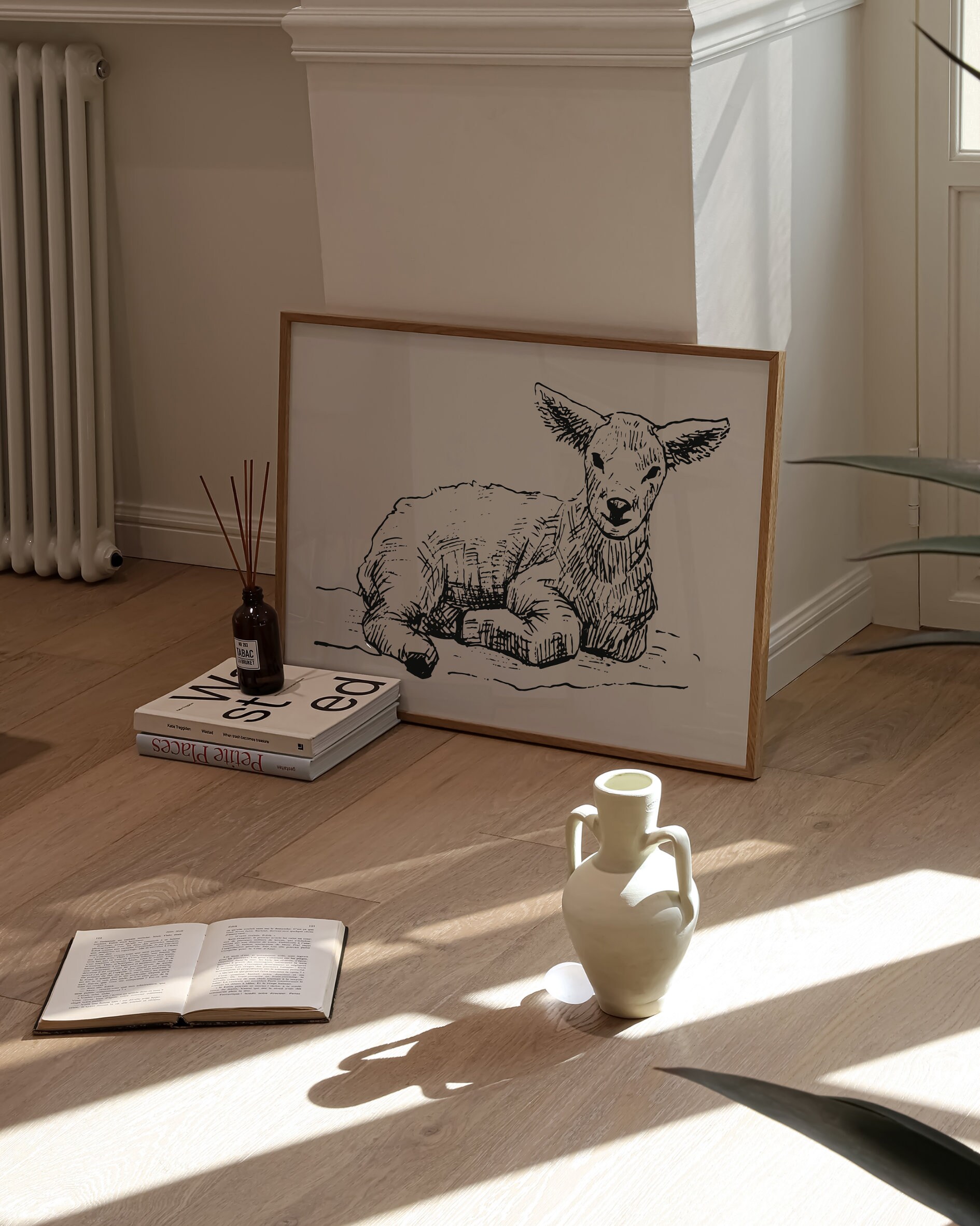 Lamb Sketch Art Print Farmhouse Print Sheep Drawing Minimal Nursery ...