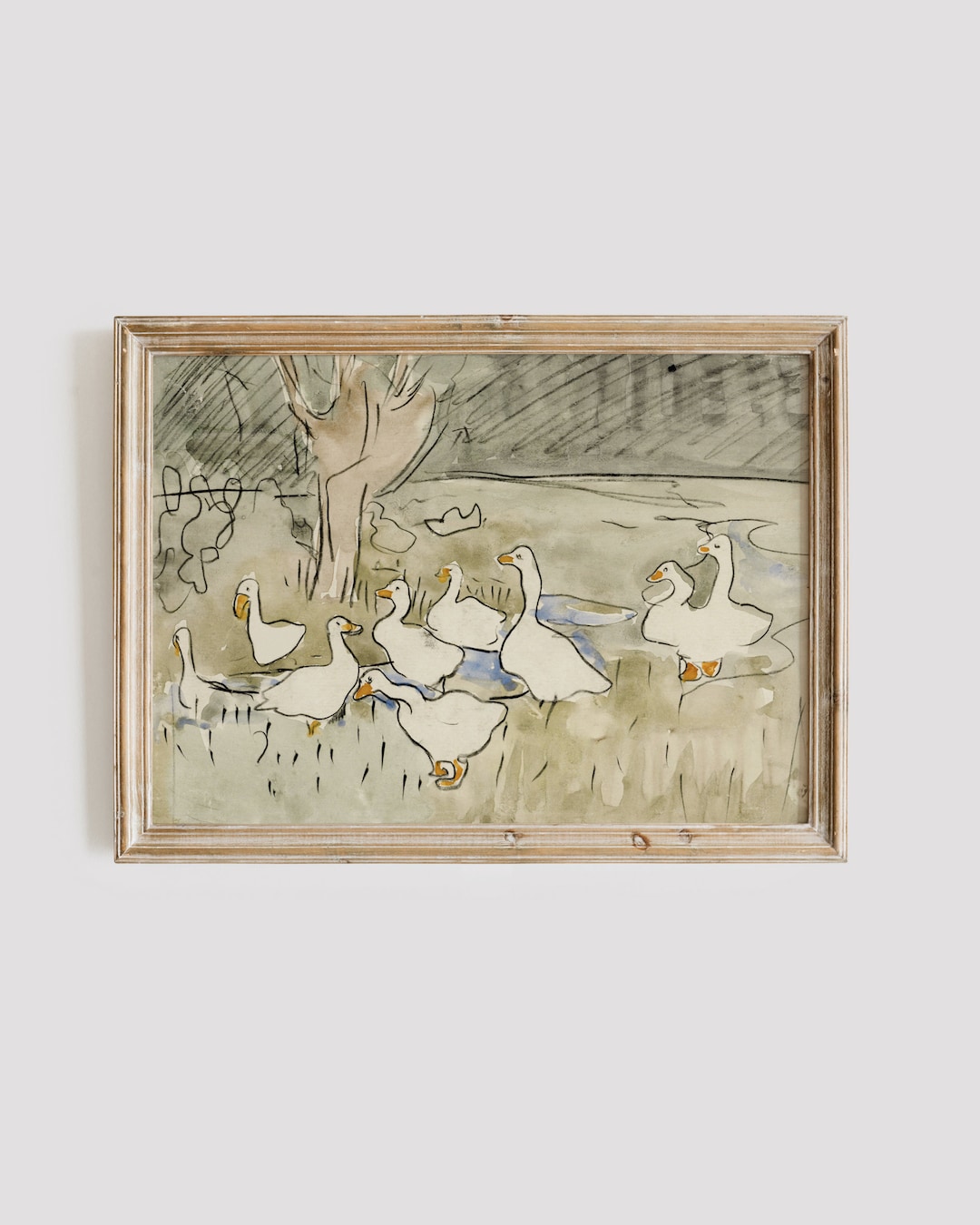 Vintage Nursery Decor | Farmhouse Print | Abstract Duck Art | Farmhouse ...