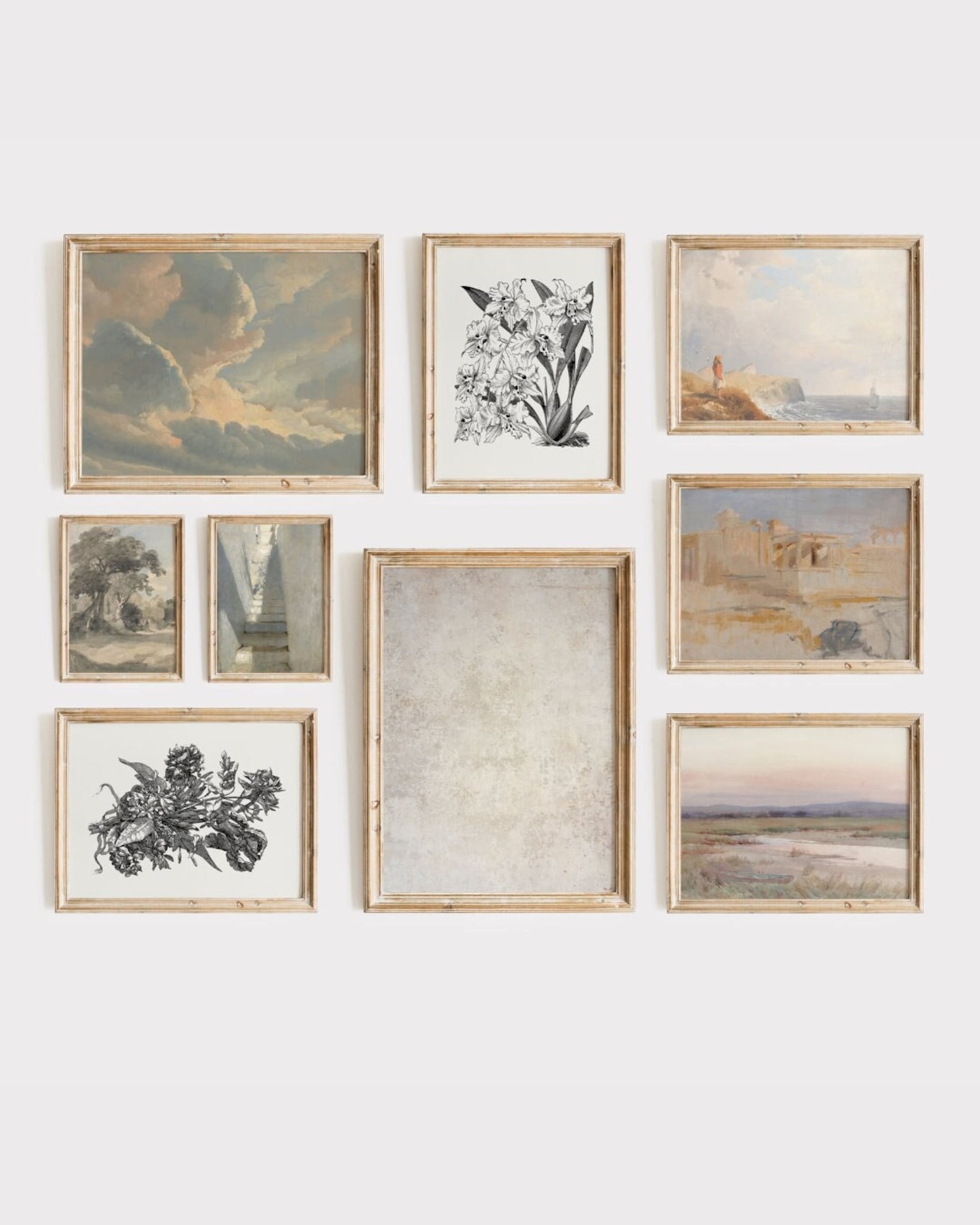 Vintage Neutral Gallery Wall Set Vintage Painting Set Beige Wall Art ...