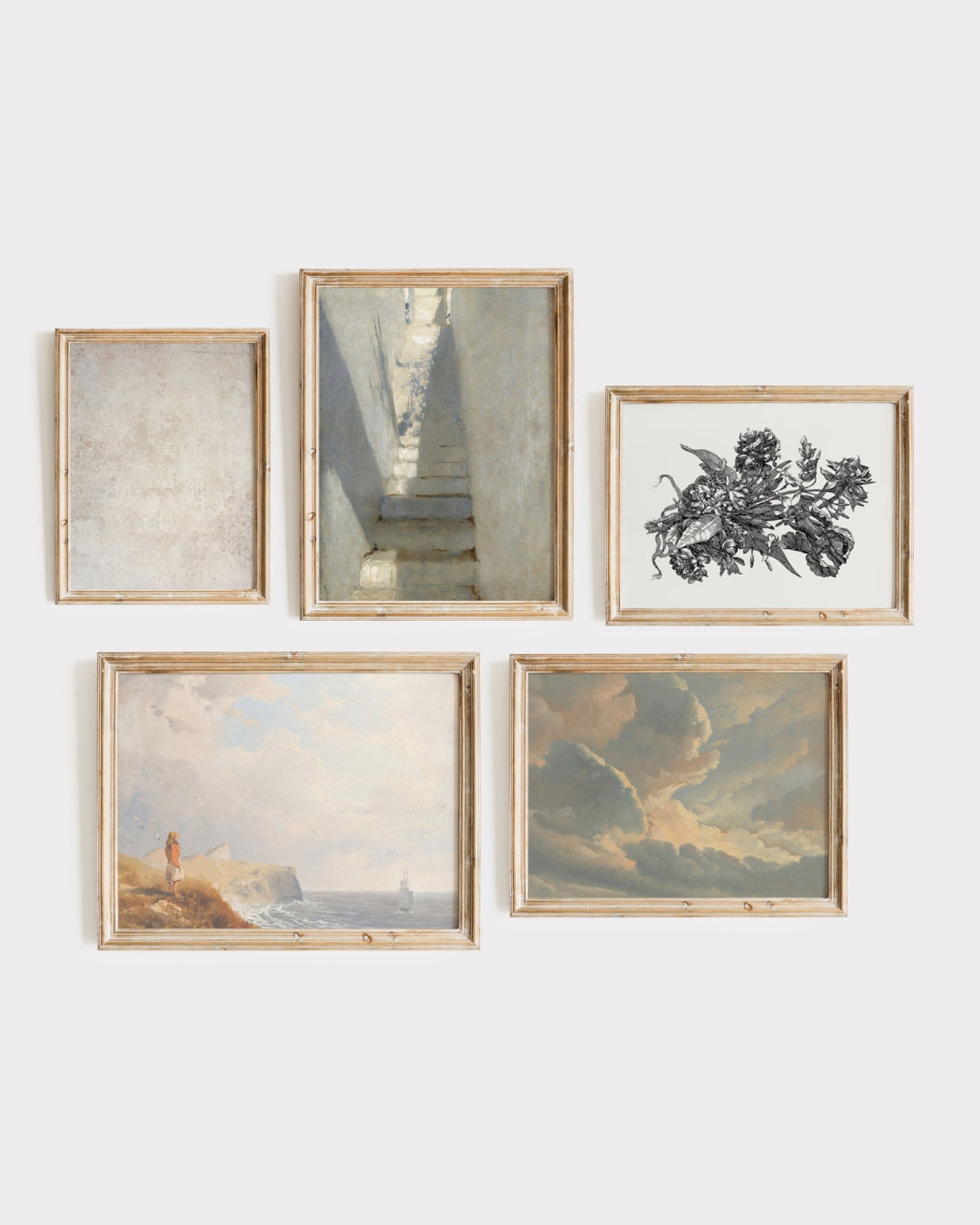 Vintage Neutral Gallery Wall Set Vintage Painting Set Beige Wall Art ...