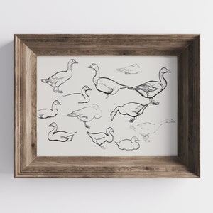 Geese Drawing Nursery Art | Goose Print | Abstract Duck Art | Farmhouse ...