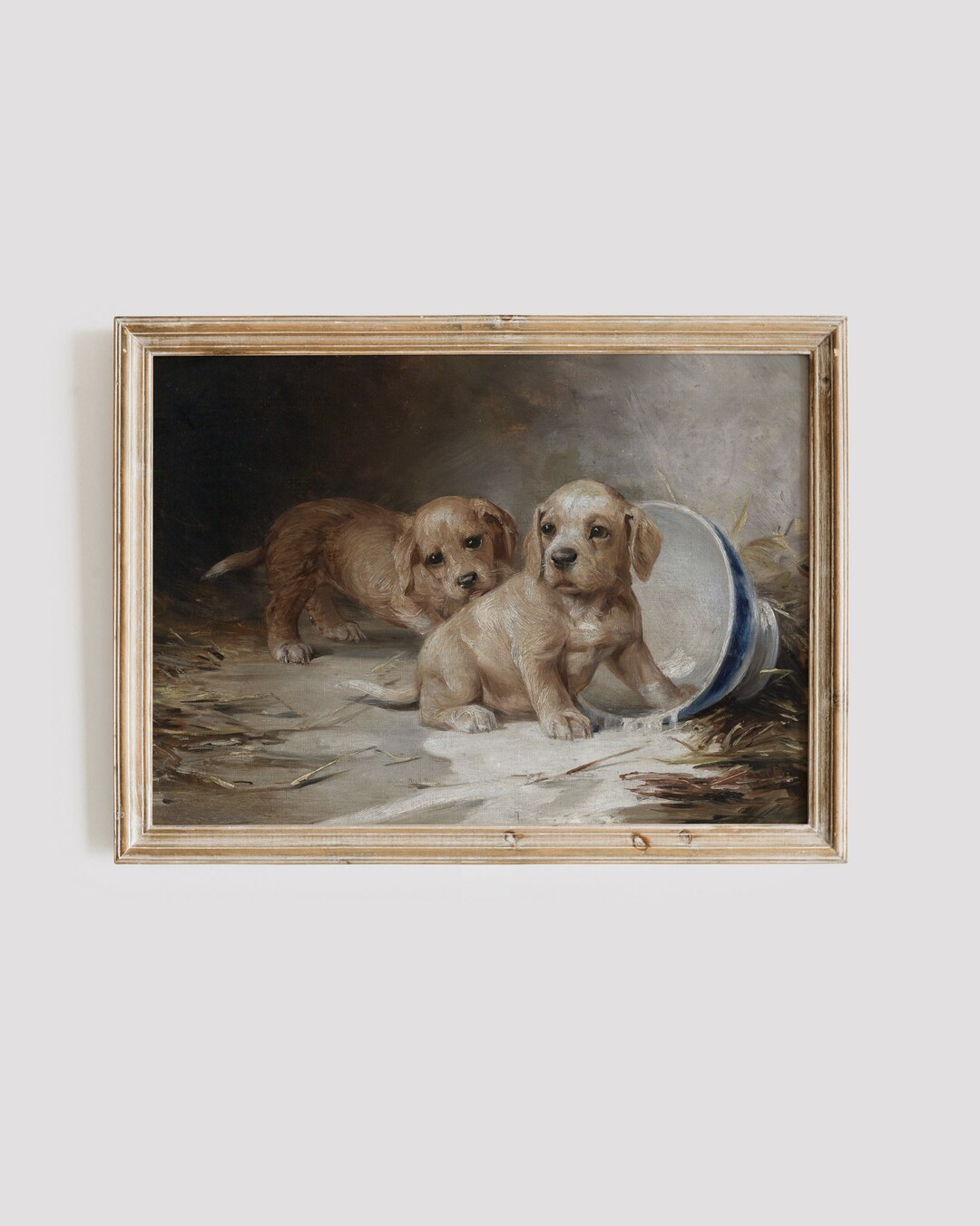 Vintage Puppy Painting: Rustic Antique Dog Art Digital Download - Etsy