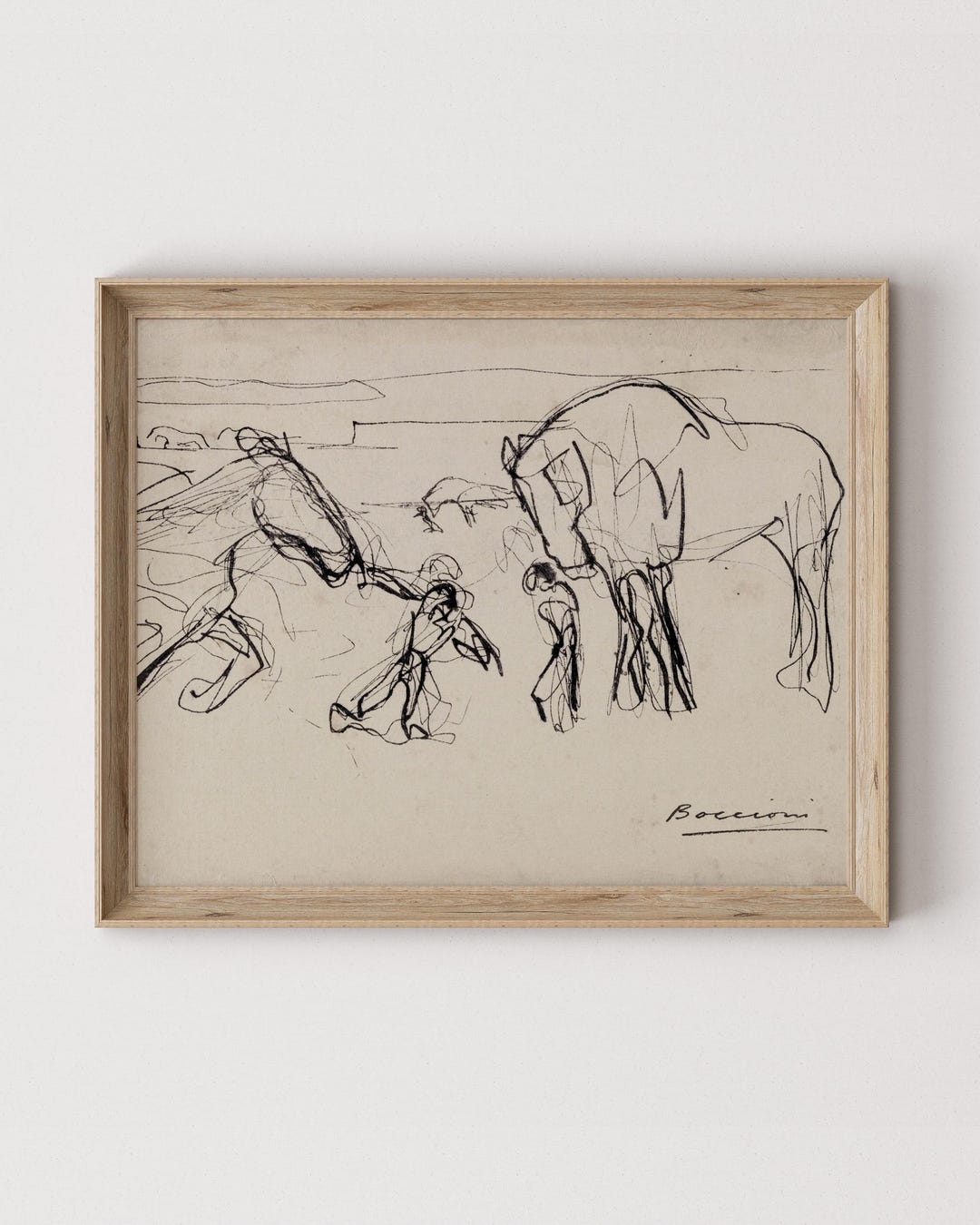 Abstract Horse Sketch Art Print | Minimalist Neutral Drawing | Modern ...