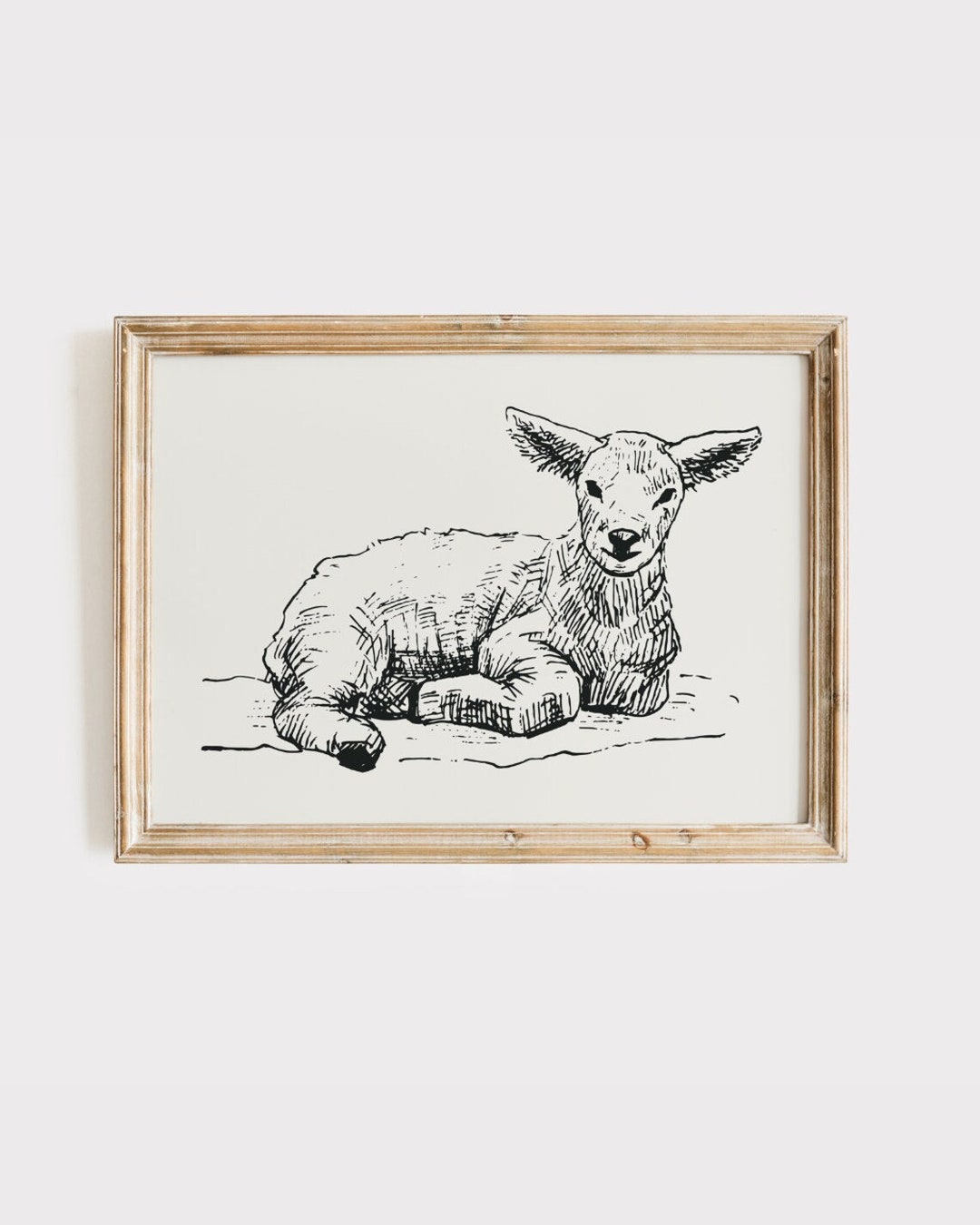 Lamb Sketch Art Print | Farmhouse Print | Sheep Drawing | Minimal ...