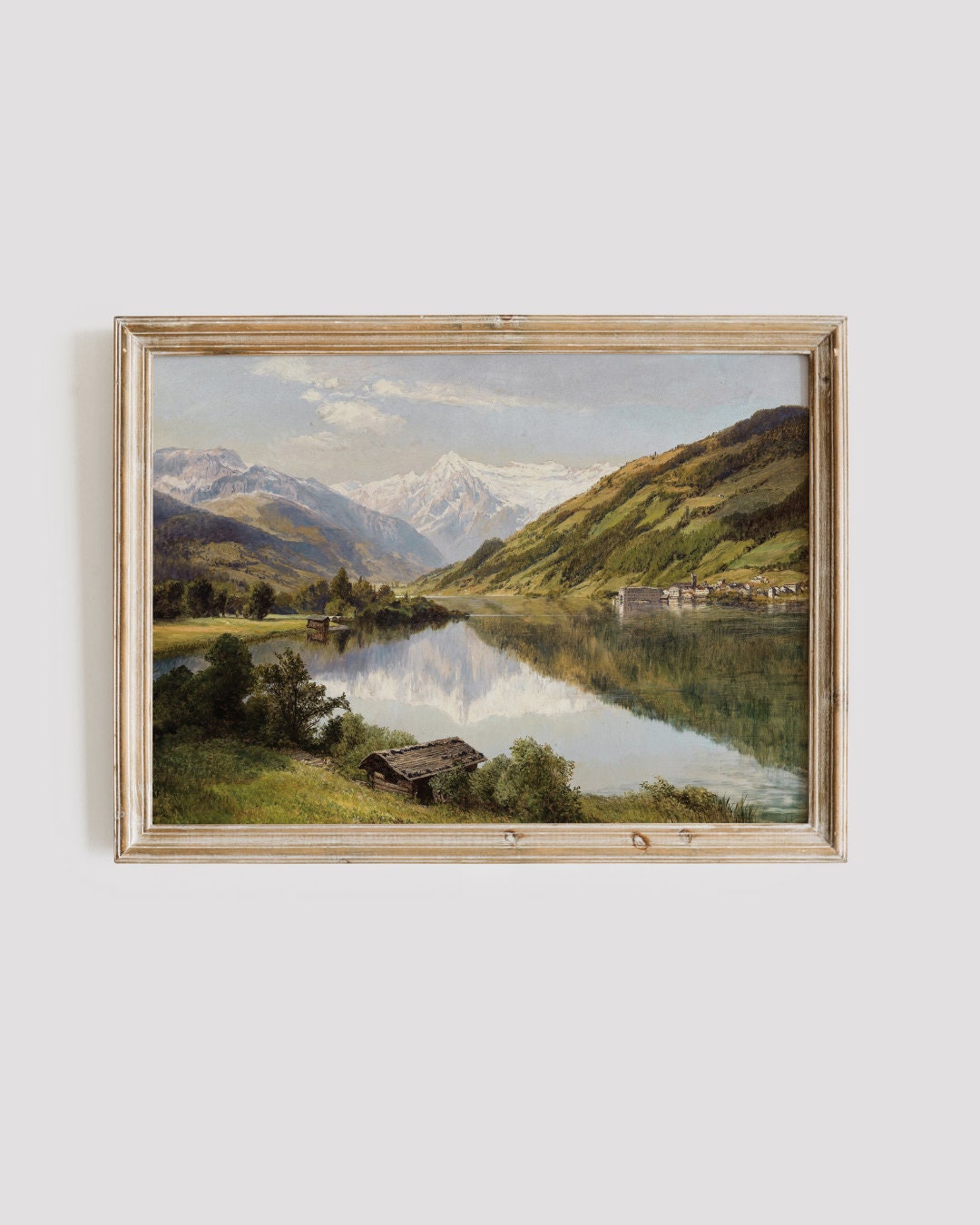 Alpine Lake Painting: Vintage Mountain Landscape Art Digital Download ...