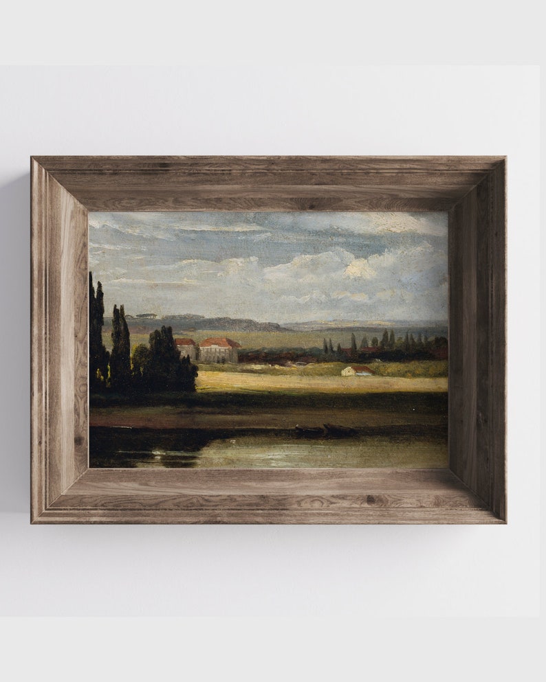 Vintage Italian Landscape Painting: Antique Country Decor Printable Art ...