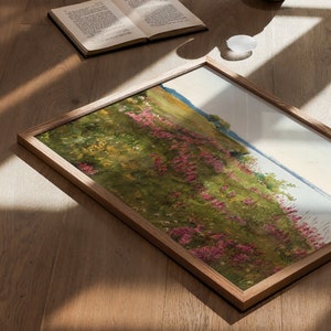 Spring Meadow Painting | Vintage Landscape Print | Country Field Print ...