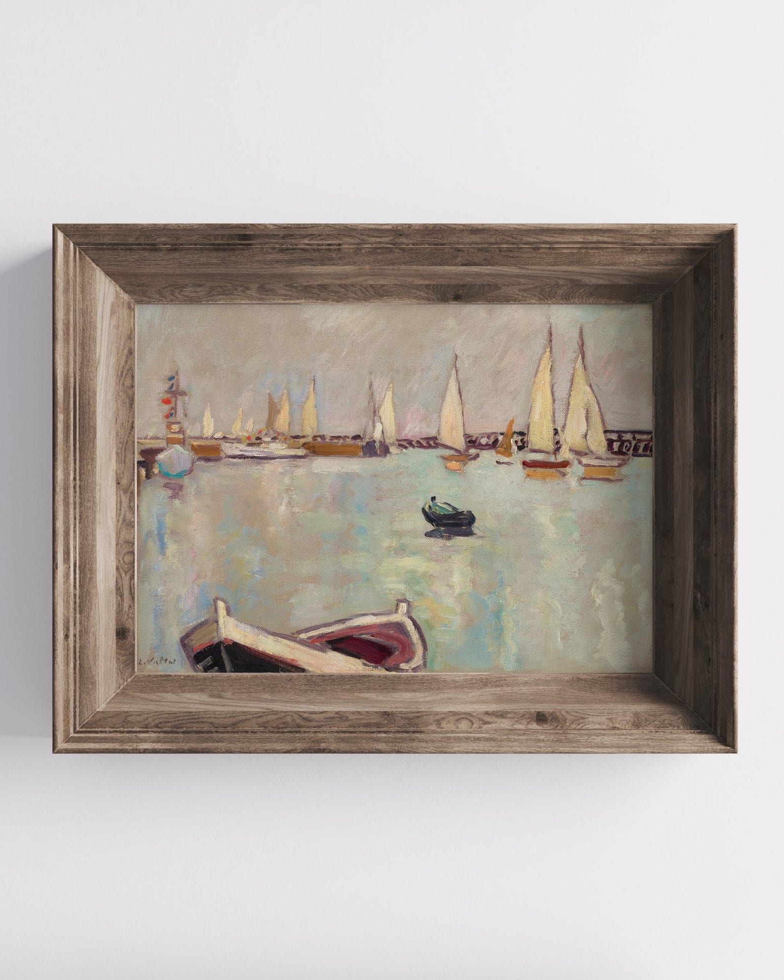 Vintage Sailboat Marina Painting: Coastal Nursery Art Digital Download ...