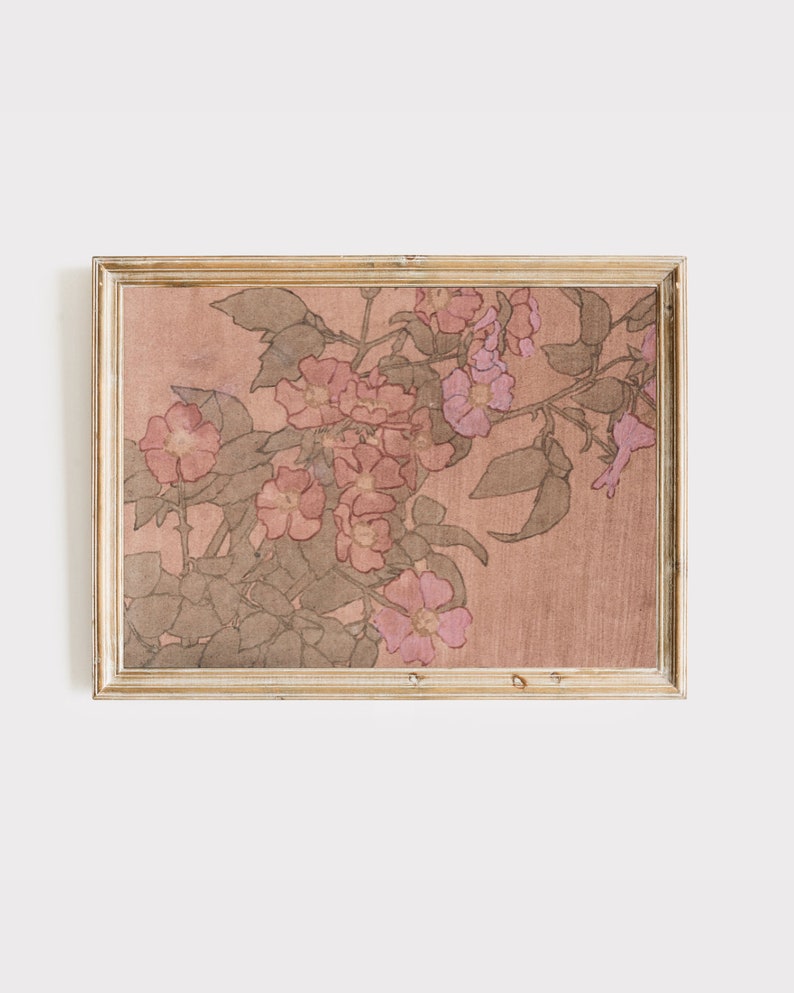 Vintage Pink Floral Print: Retro Nursery Wall Art Digital Download - Etsy
