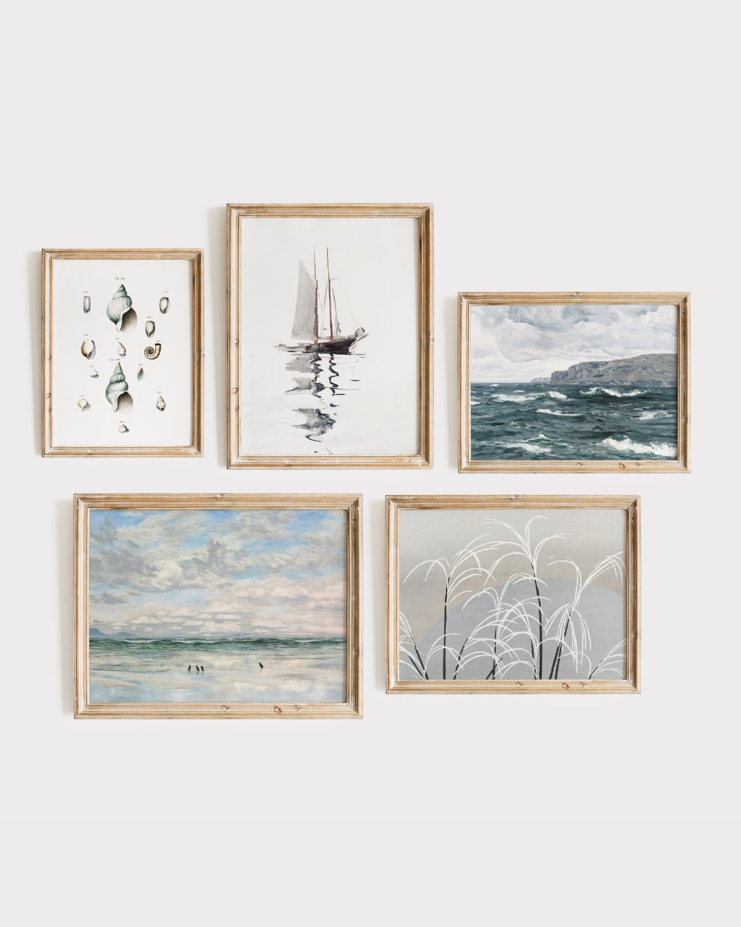 Coastal Wall Art | Vintage Beach Gallery Wall | Set of 5 Prints | Beach ...