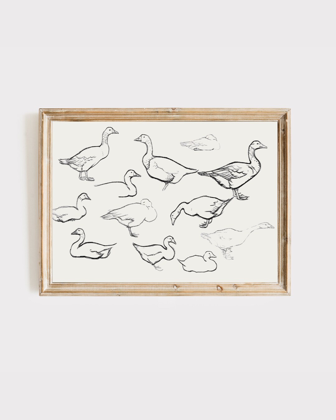 Geese Drawing Nursery Art | Goose Print | Abstract Duck Art | Farmhouse ...