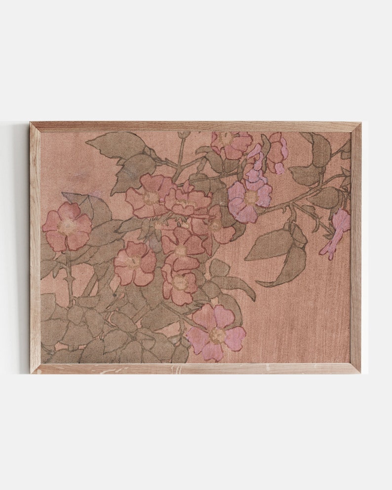 Vintage Pink Floral Print: Retro Nursery Wall Art Digital Download - Etsy