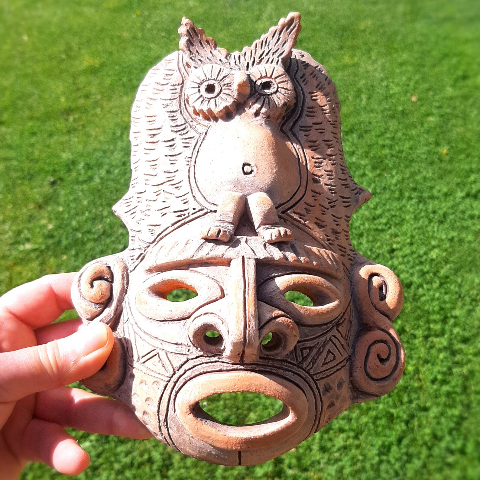 Handmade Replica of A Pre-columbian Ritual Mask Whit A Owl Motif ...
