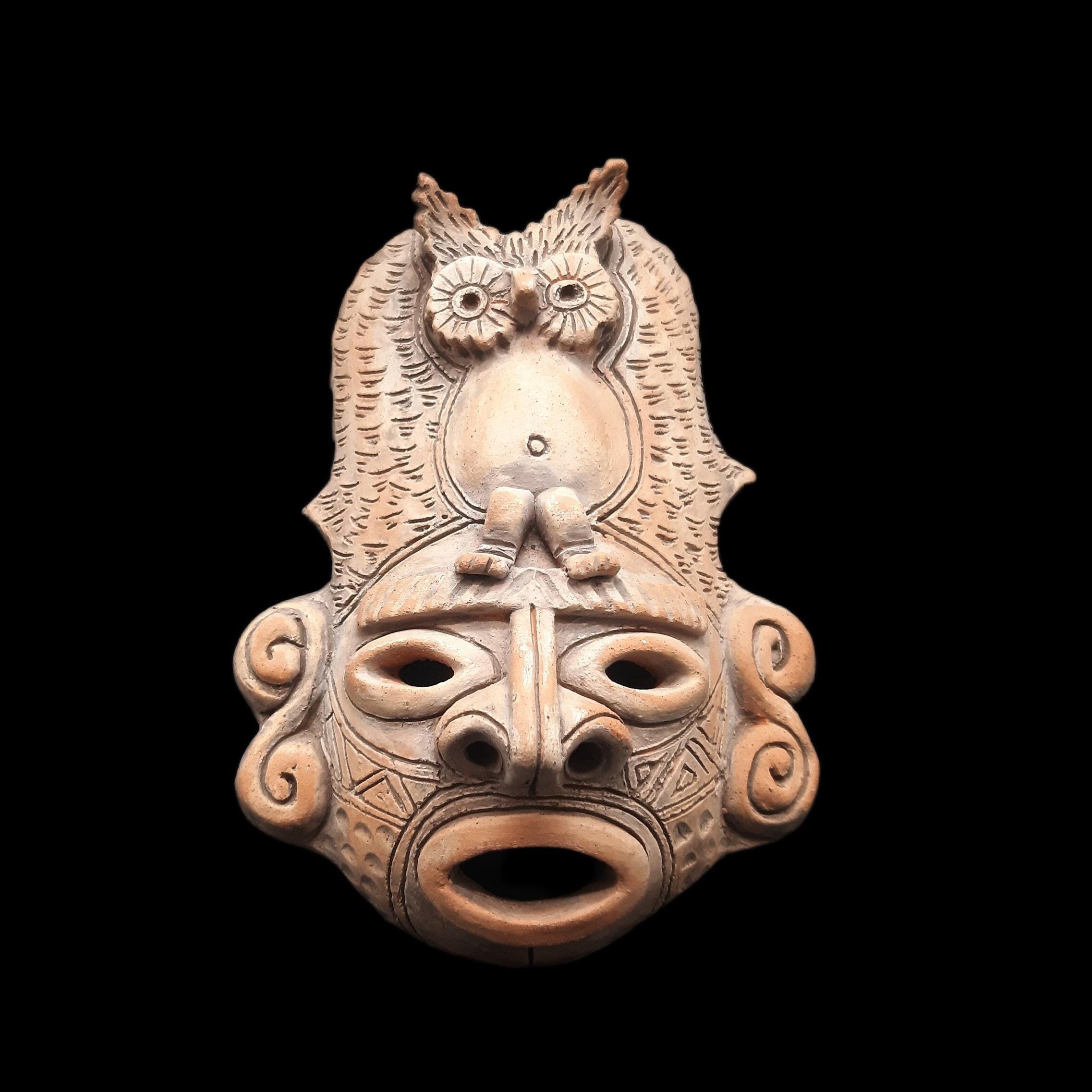 Handmade Replica of A Pre-columbian Ritual Mask Whit A Owl Motif ...