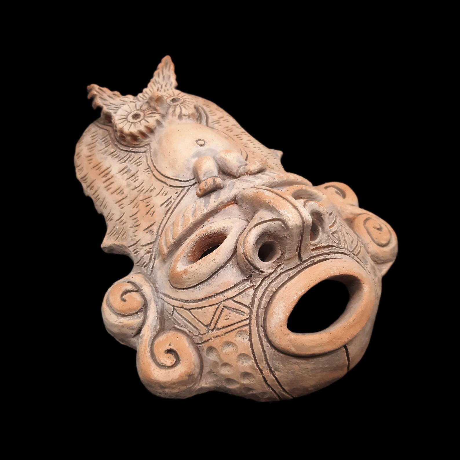 Handmade Replica of A Pre-columbian Ritual Mask Whit A Owl Motif ...