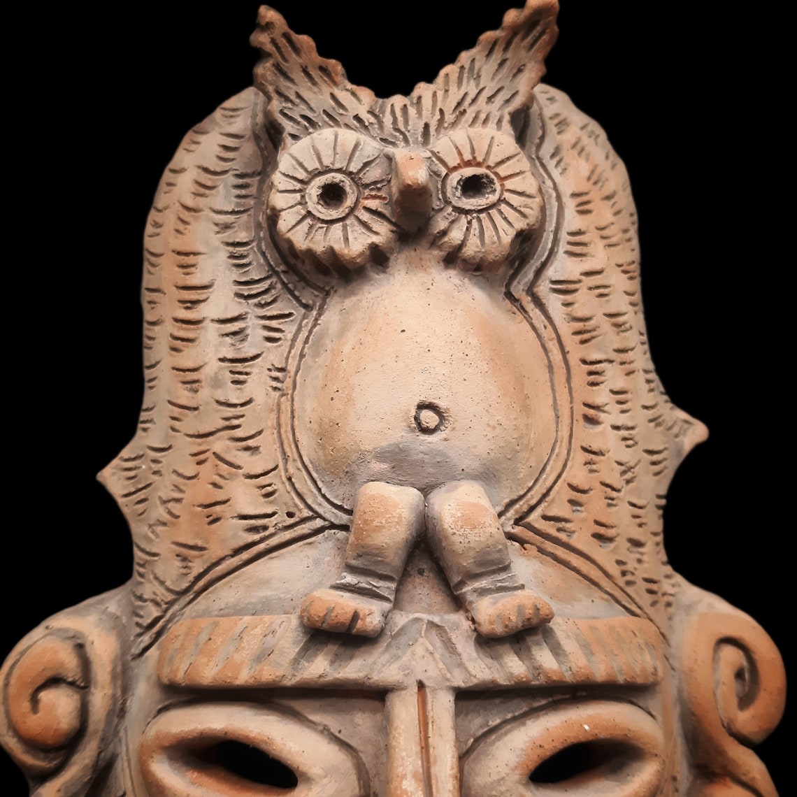 Handmade Replica of A Pre-columbian Ritual Mask Whit A Owl Motif ...